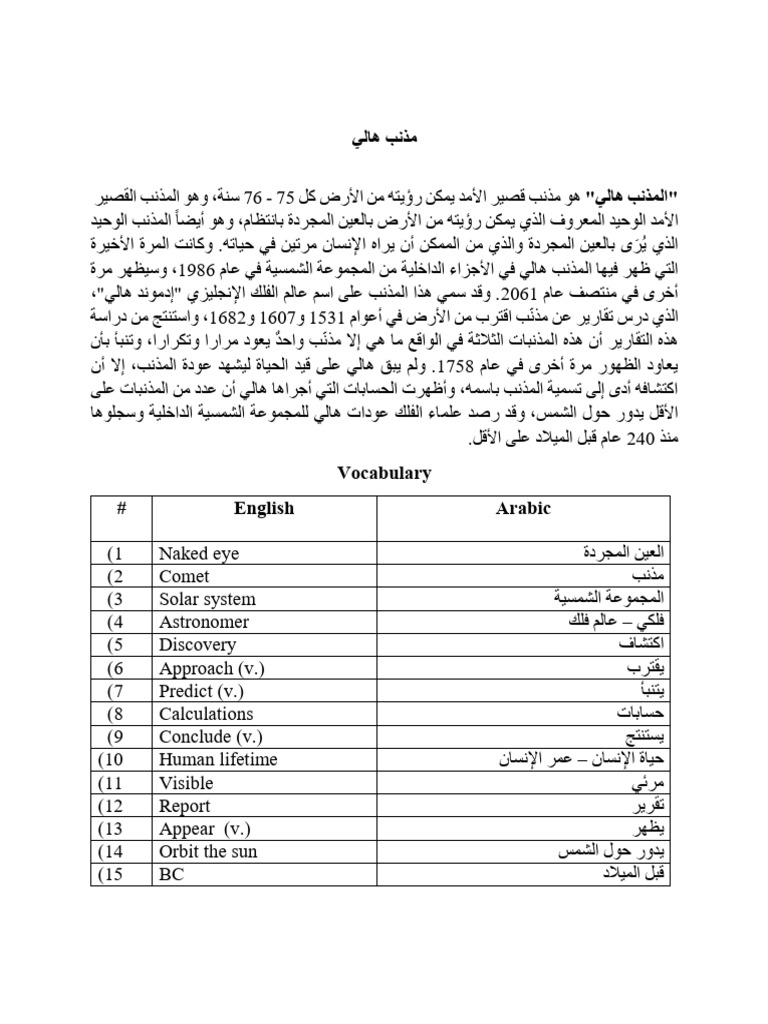 5th Week - 2nd Translated Passage - Halleys Comet | PDF