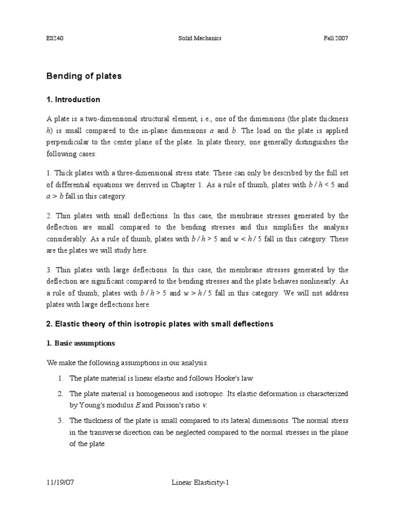 4 - Bending of Plates | PDF | Bending | Stress (Mechanics)
