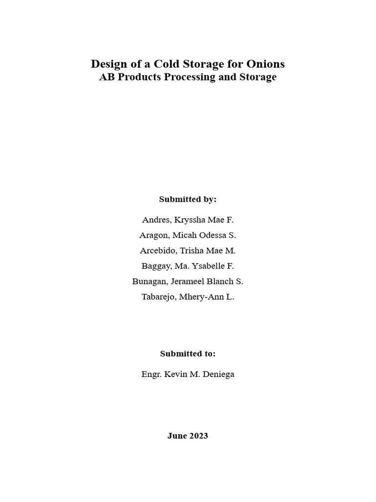 Cold Storage Design for Onions | PDF | Refrigeration | Onion