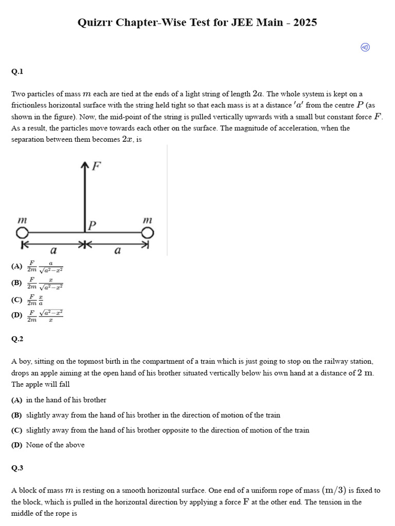 Laws of Motion - Test 2 | PDF | Force | Mass