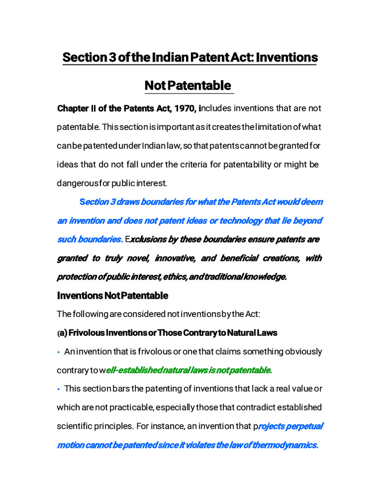 Section 3 of The Indian Patent | PDF | Patent | Invention
