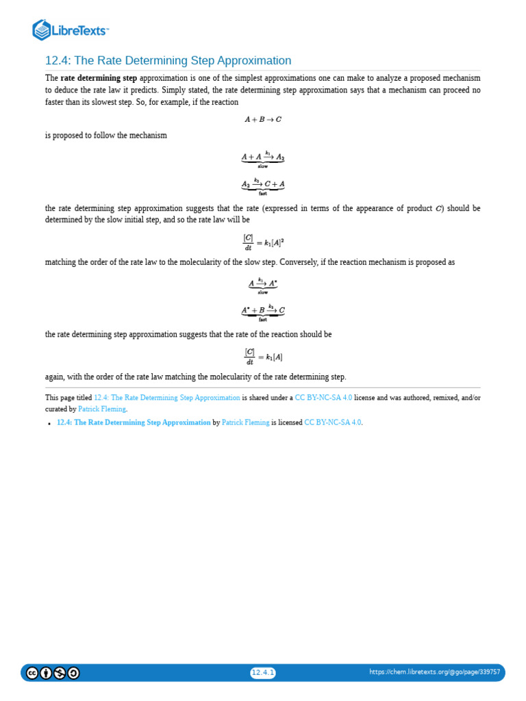 12.04 The Rate Determining Step Approximation | PDF