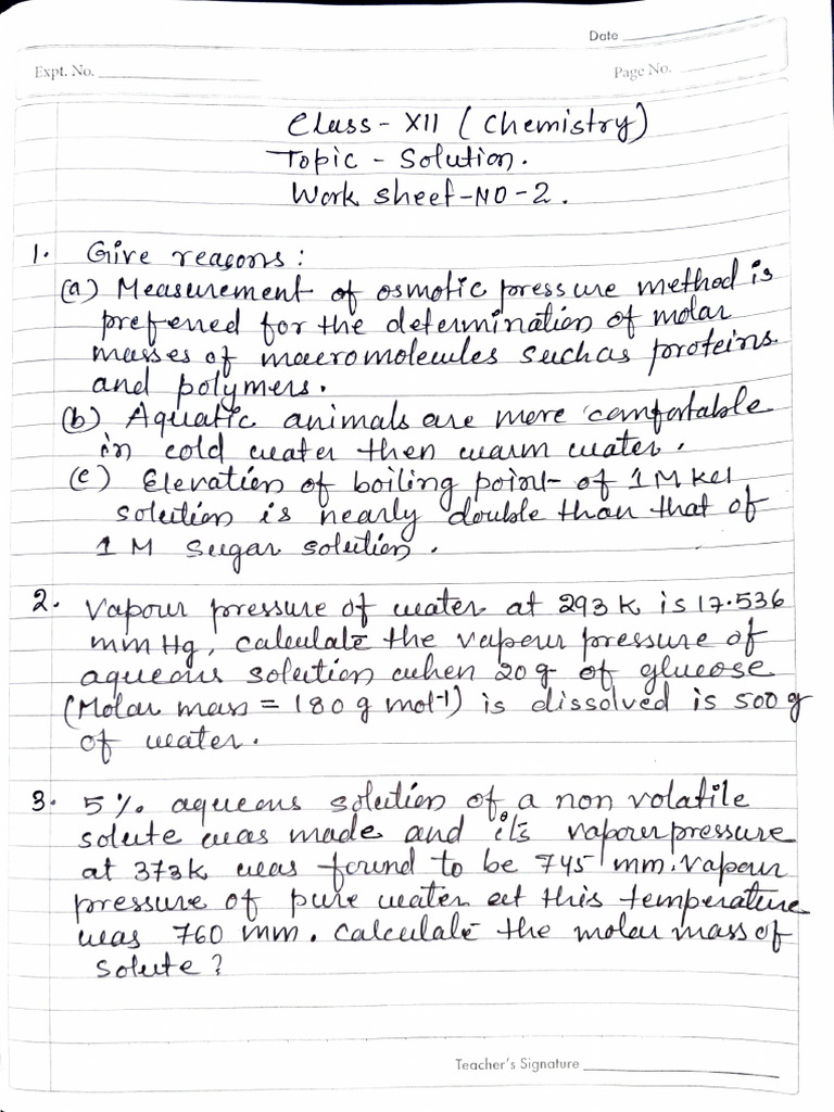 Chemistry Worksheet - 2 | PDF