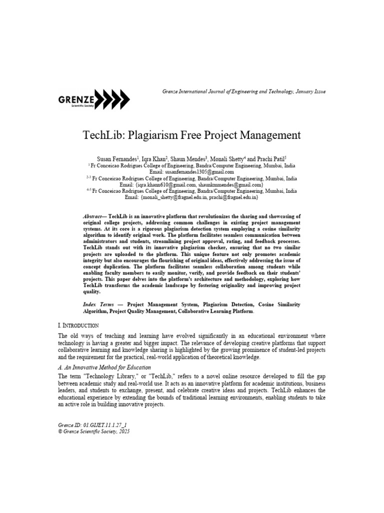 TechLib: Innovative Plagiarism-Free Platform | PDF | Plagiarism ...