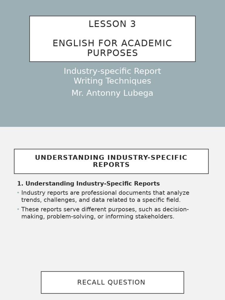 Industry-Specific Report Writing Guide | PDF | Evaluation | Editing