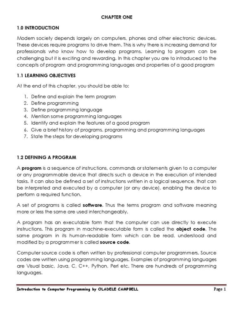 Introduction To Computer Programming | PDF | Computer Programming | Computer Program