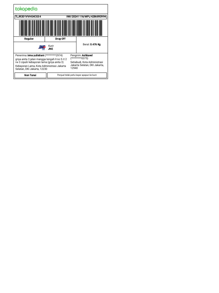 Pengaturan Label Pengiriman | PDF