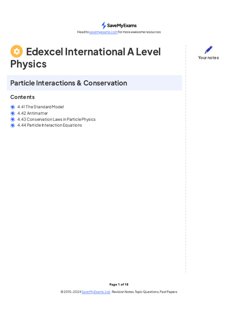 Particle Physics: Interactions & Conservation | PDF | Elementary ...