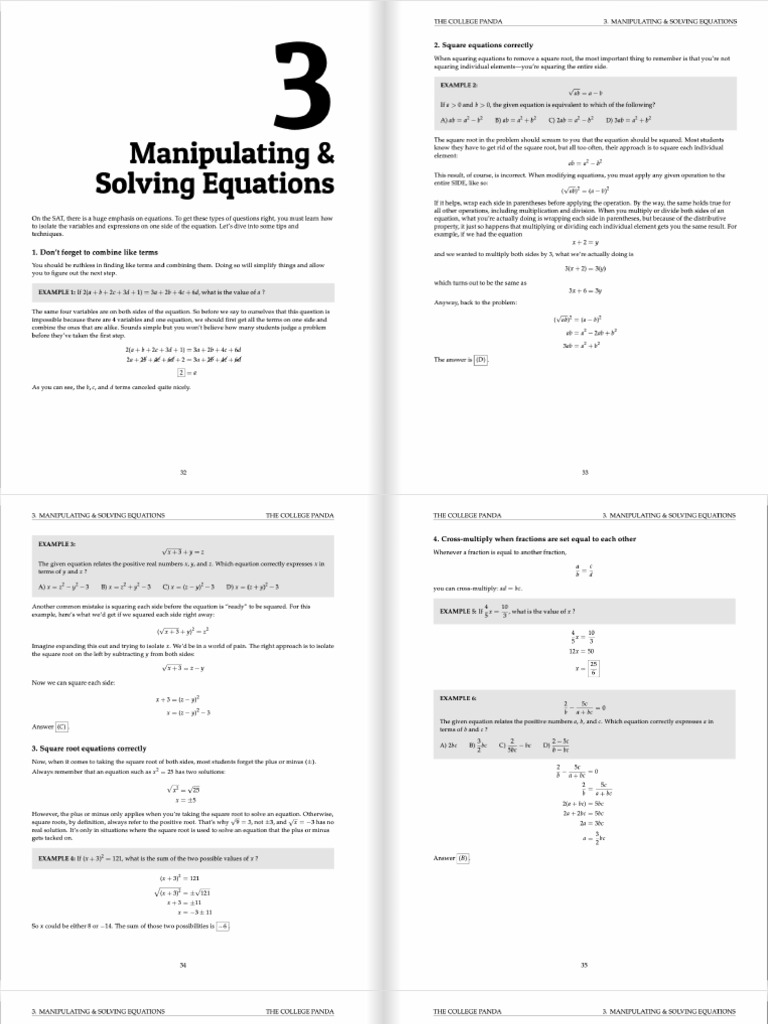 3_Manipulating and Solving Equations | PDF