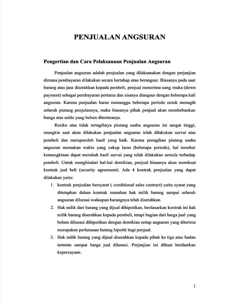 PDF Makalah Penjualan Angsuran Compress | PDF