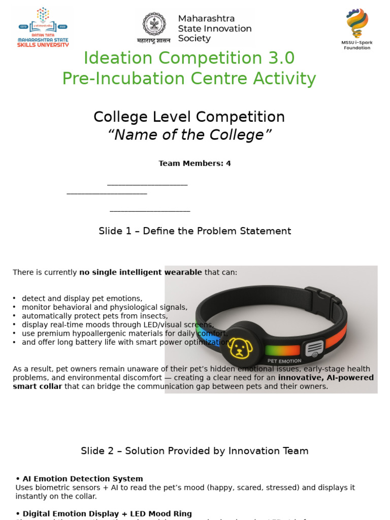 Template For Colleges - Ideation Competition 3.0-1 | PDF | Wearable ...
