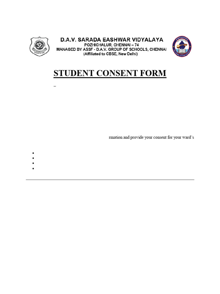 Student Consent Form PDF | PDF