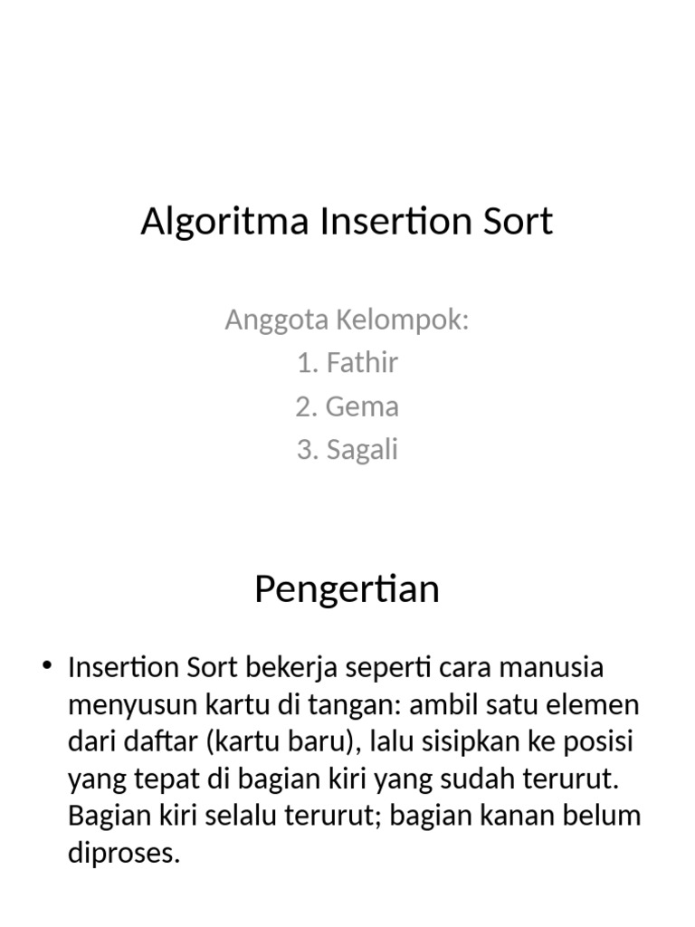 Algoritma Insertion Sort Final | PDF