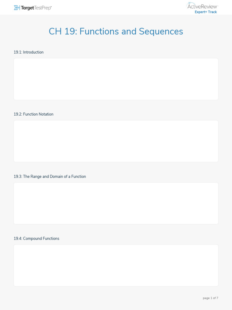 CH 19 Functions and Sequences Expert+ Track | PDF | Function ...
