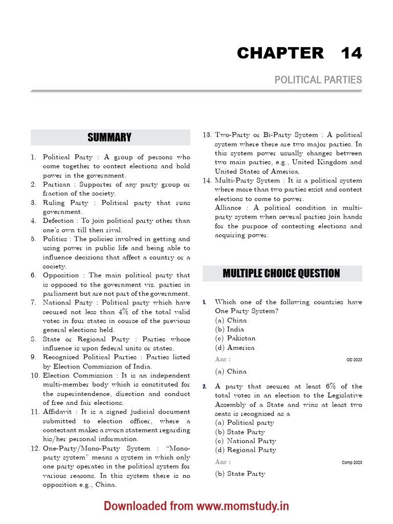 Class 10 Political Parties Overview | PDF | Politics Of India | Government