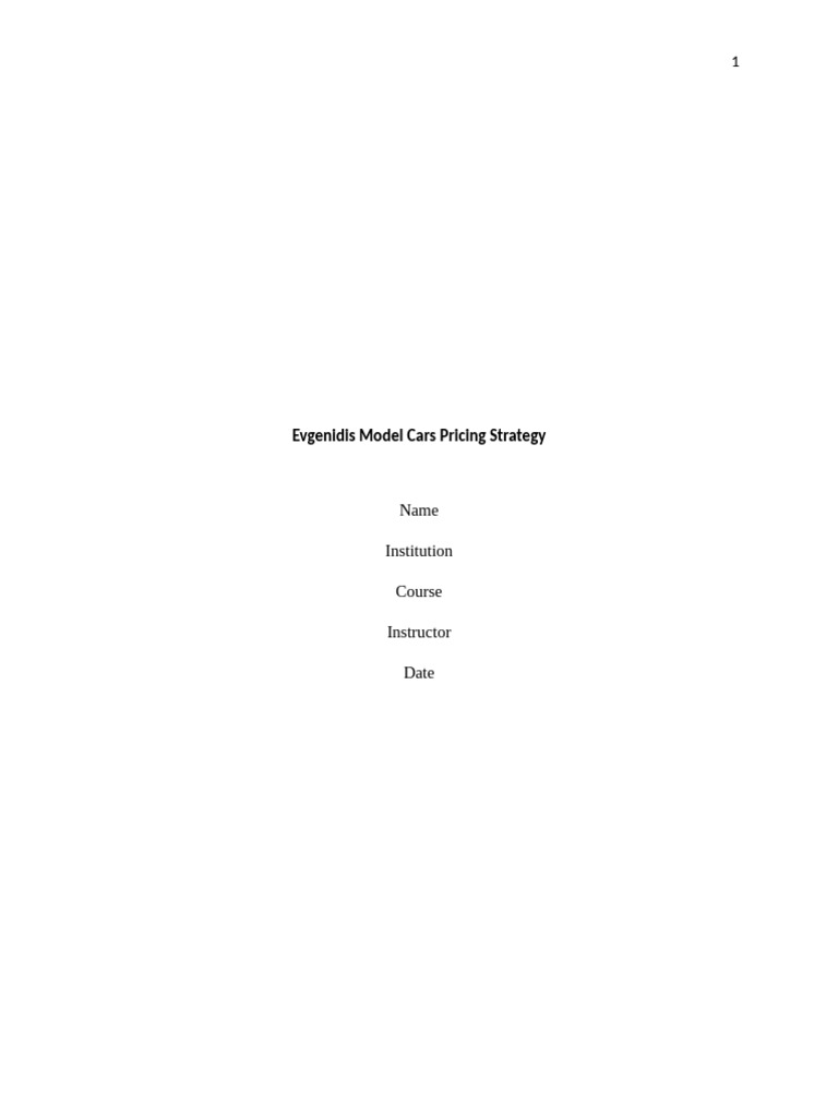 Evgenidis Model Cars Pricing Strategy | PDF | Demand | Elasticity ...