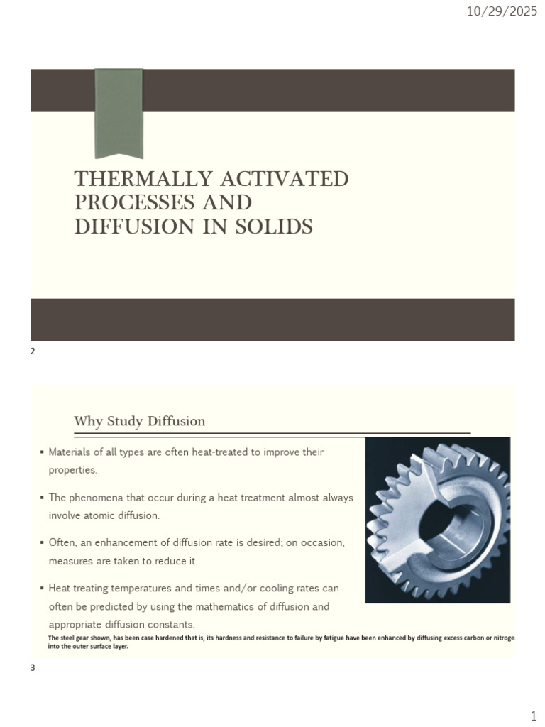 Diffusion and Rate Processes in Solids | PDF | Diffusion | Crystal ...
