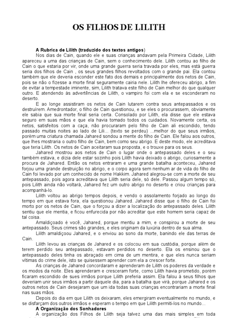 WoD - Filhos de Lilith | PDF | Lilith | Vampiros