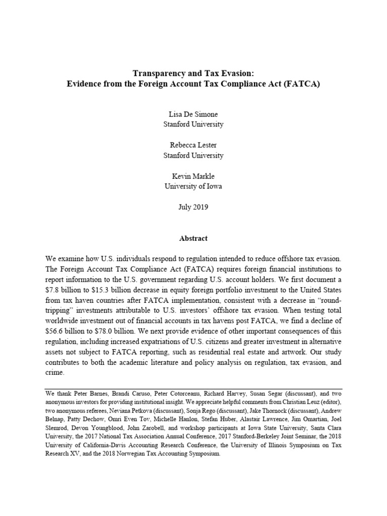 Transparency and Tax Evasion Stanford Iowa | PDF | Tax Evasion | Taxes