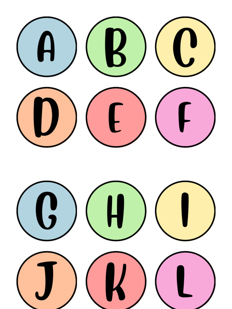 Alphabet Letters A-Z Circle Flashcards in Colorful Bold Style ...