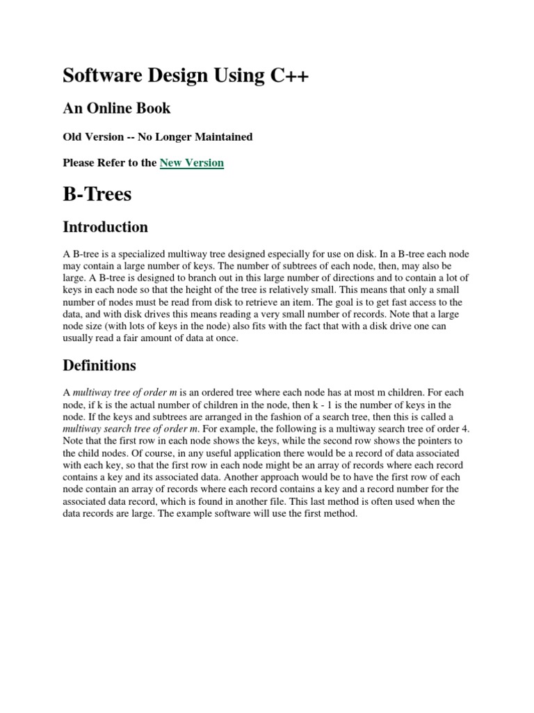 Software Design Using C++: An Online Book | PDF | Database Index | Data ...