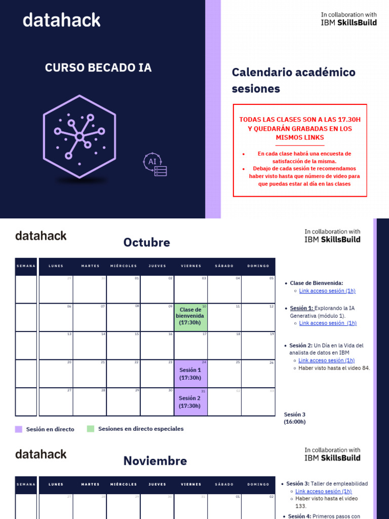 Calendario Curso IA: Clases y Fechas | PDF | Inteligencia artificial ...
