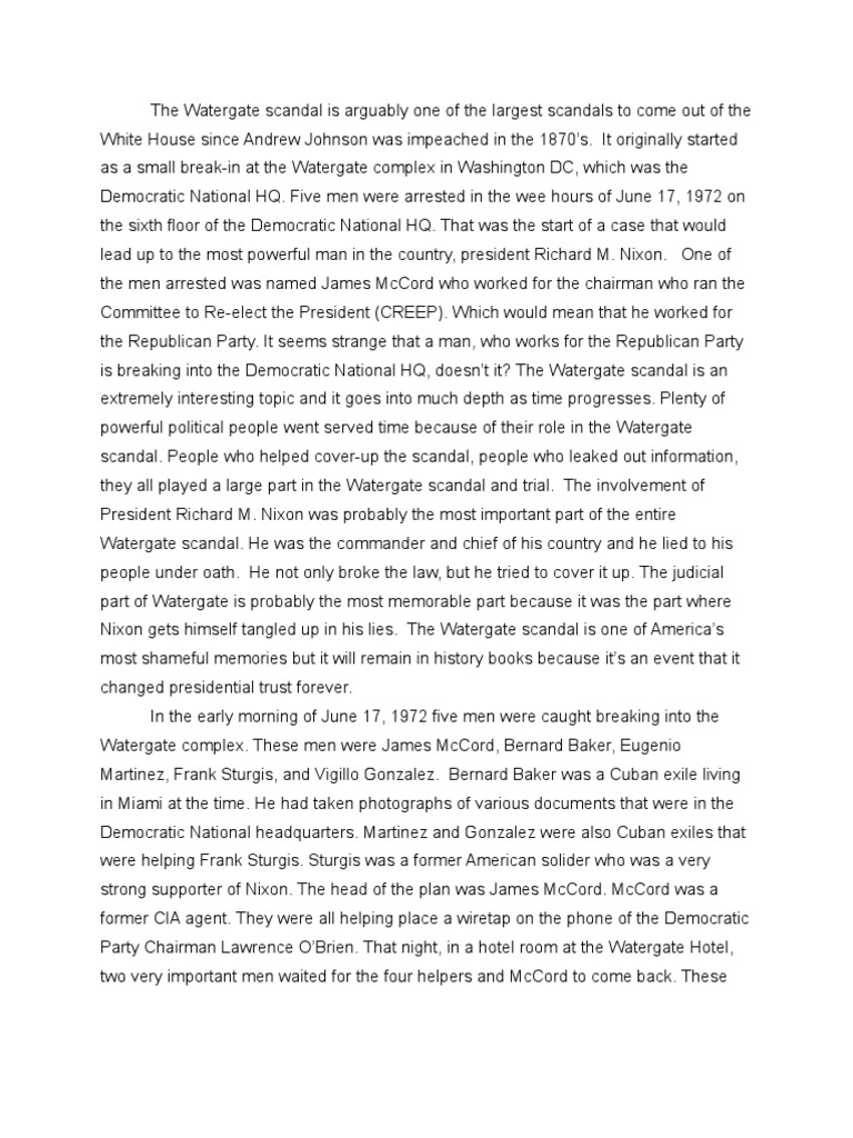 Watergate Scandal Overview and Key Figures | PDF | Watergate Scandal ...