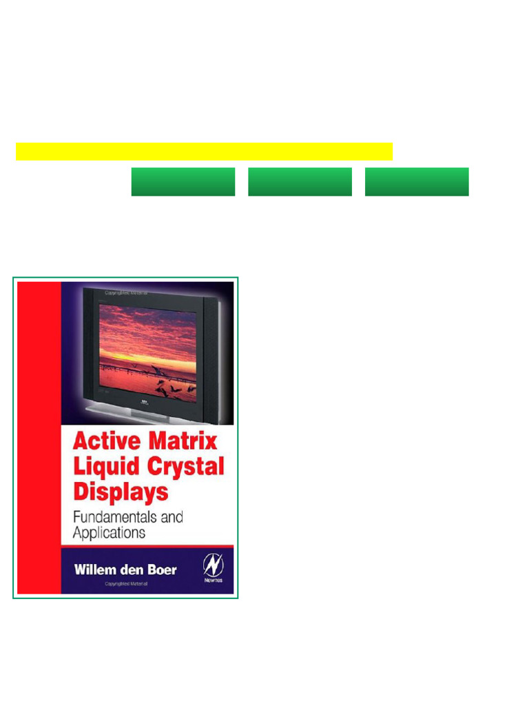 Active Matrix Liquid Crystal Displays Fundamentals and Applications 1st ...