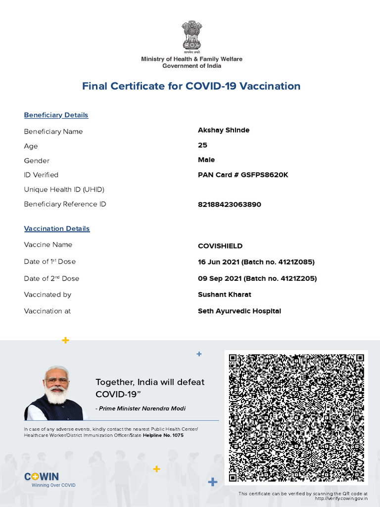 Vaccination Certificate 82188423063890 | PDF