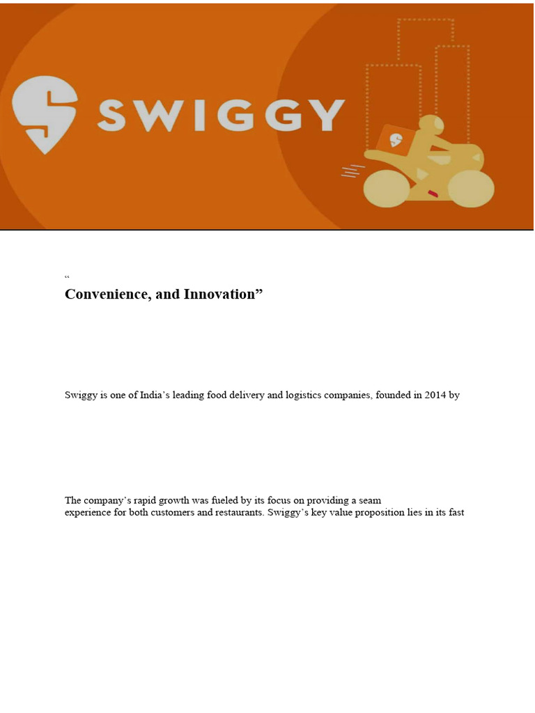 Swiggy: Innovating India's Food Delivery | PDF | Employment | Cloud ...
