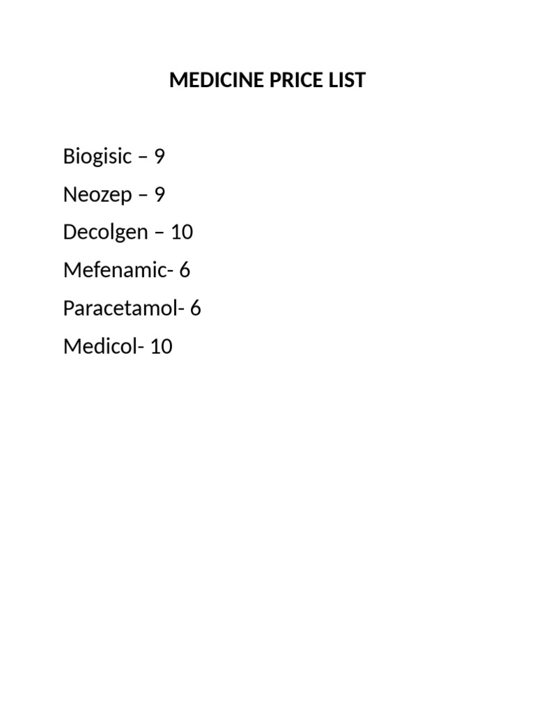 Medicine Price List | PDF