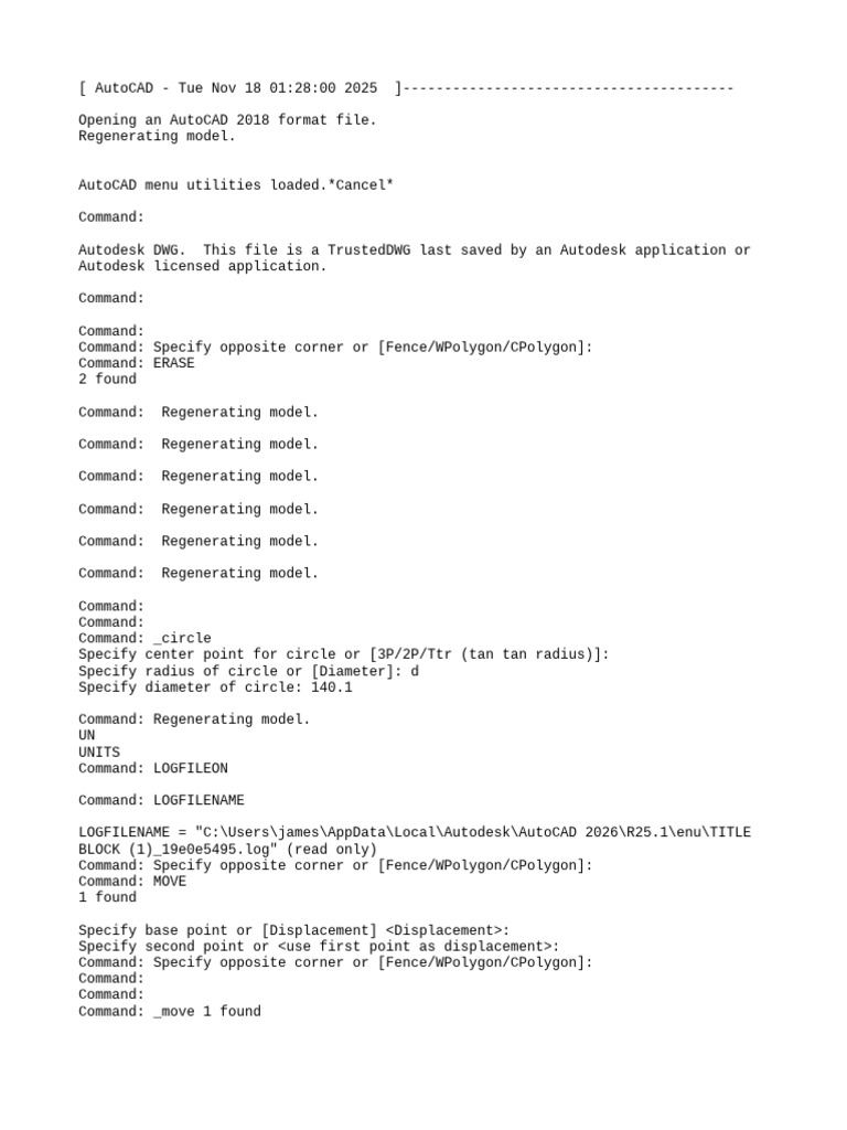 AutoCAD 2018 Commands Log Summary | PDF | Auto Cad