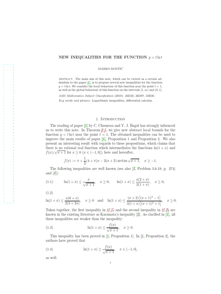 New Inequalities For The Function | PDF | Function (Mathematics ...