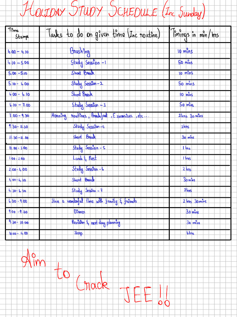 Holiday Study Plan | PDF