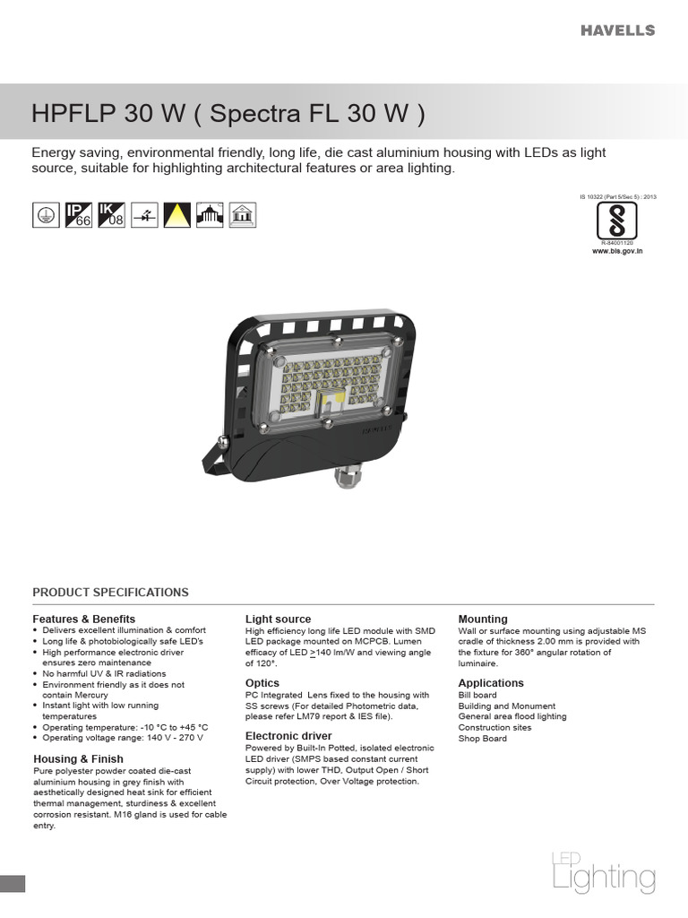 Pre - TDS-HPFLP 30w Spectra FL | PDF | Light Emitting Diode | Lighting
