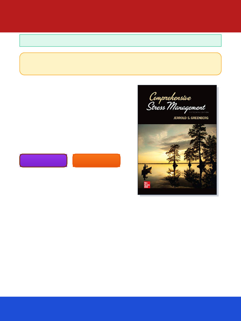 Comprehensive Stress Management, 15e ISE Jerrold Greenberg ebook fresh ...