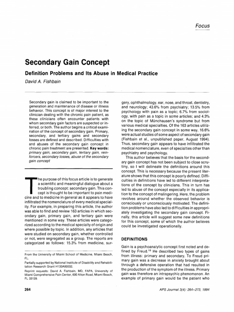 Understanding Secondary Gain in Pain Management | PDF | Mental Disorder ...