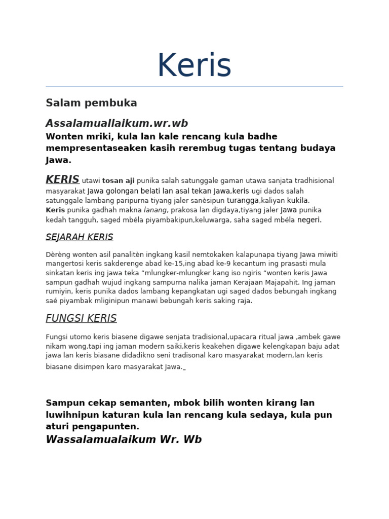 Biografi Keris Bhs Jawa-2 | PDF