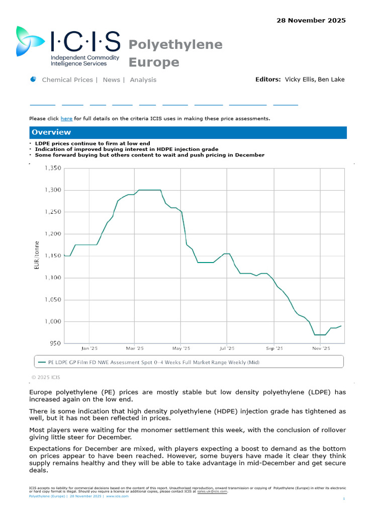 European Polyethylene Price Outlook | PDF | Polyethylene