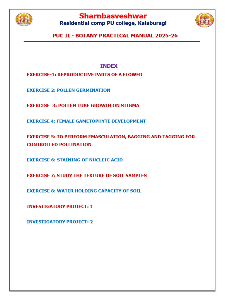 Botany Practical Manual for PUC II | PDF | Meiosis | Genotype