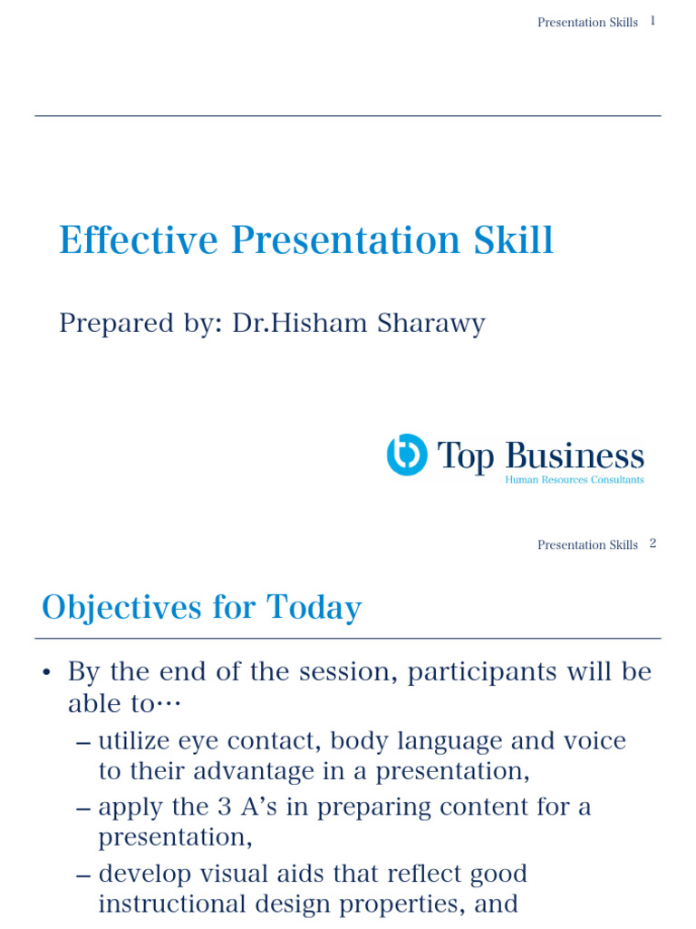 Effective Presentation Skill | PDF | Body Language | Public Speaking