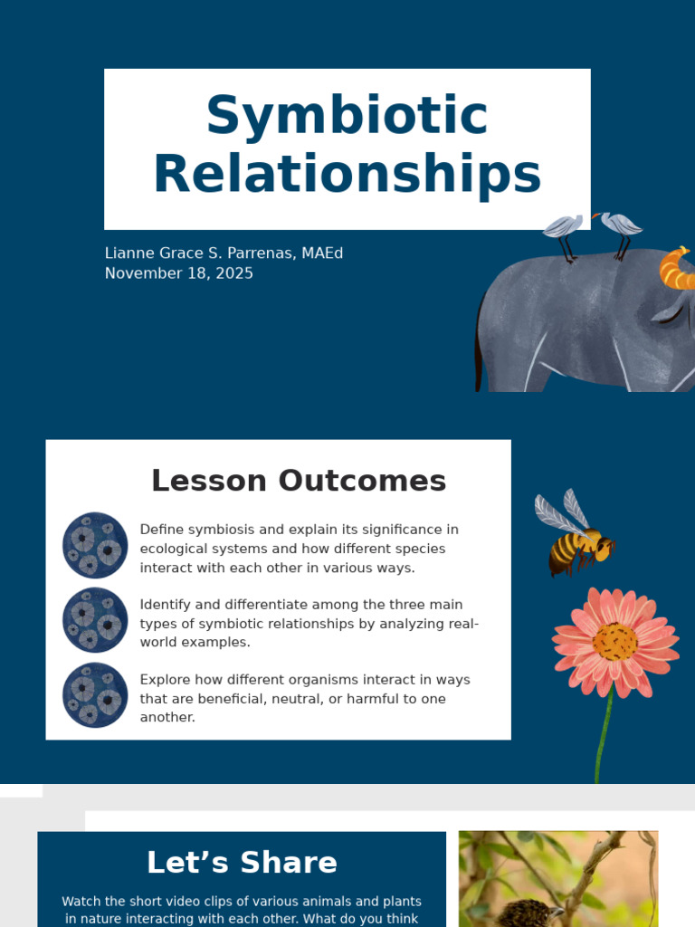 Symbiotic Relationship Science Educational Presentation in White ...