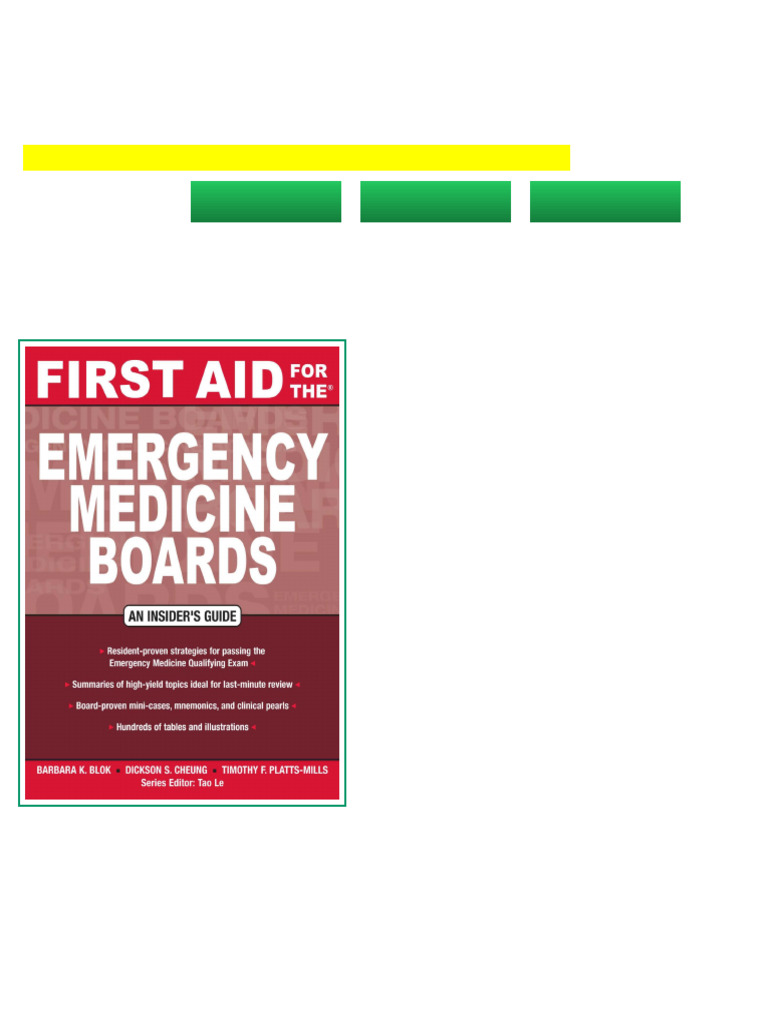 First Aid For The Emergency Medicine Boards Wei Zhi Updated 2025 | PDF