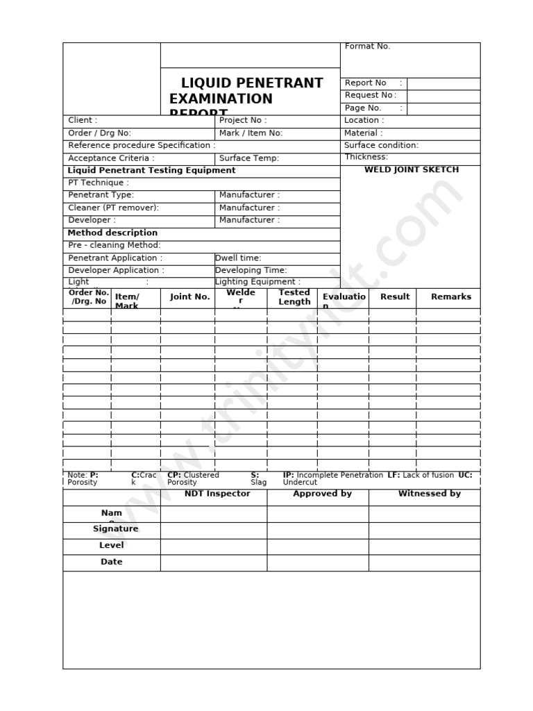 Liquid Penetrant Examination Report | PDF
