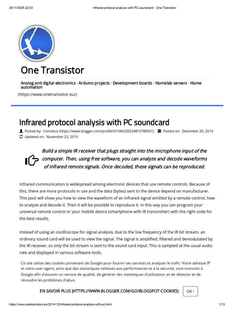 Infrared Protocol Analysis With PC Soundcard One Transistor | PDF ...