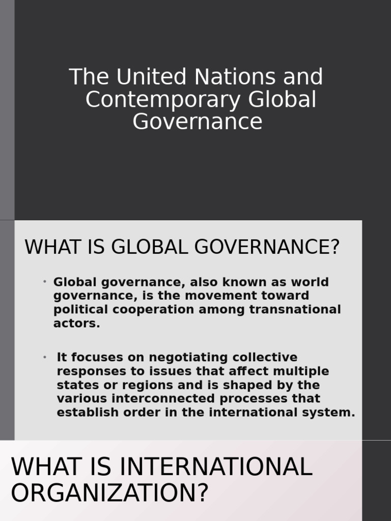 UN's Role in Global Governance Explained | PDF | United Nations ...