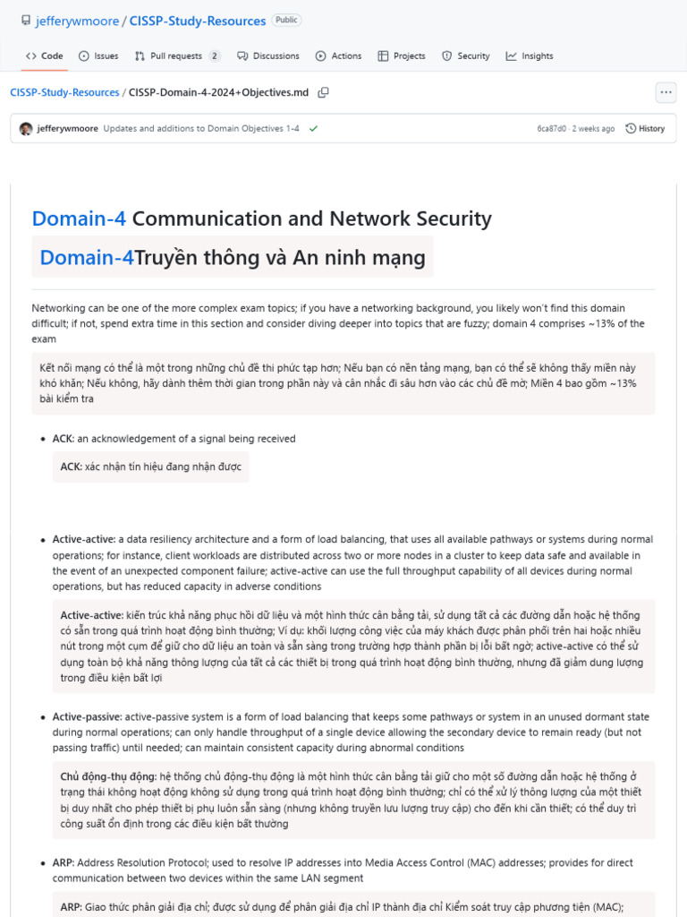 CISSP Study Resources_CISSP Domain 4 2024+Objectives.md at Main · Jefferywmoore_CISSP Study ...