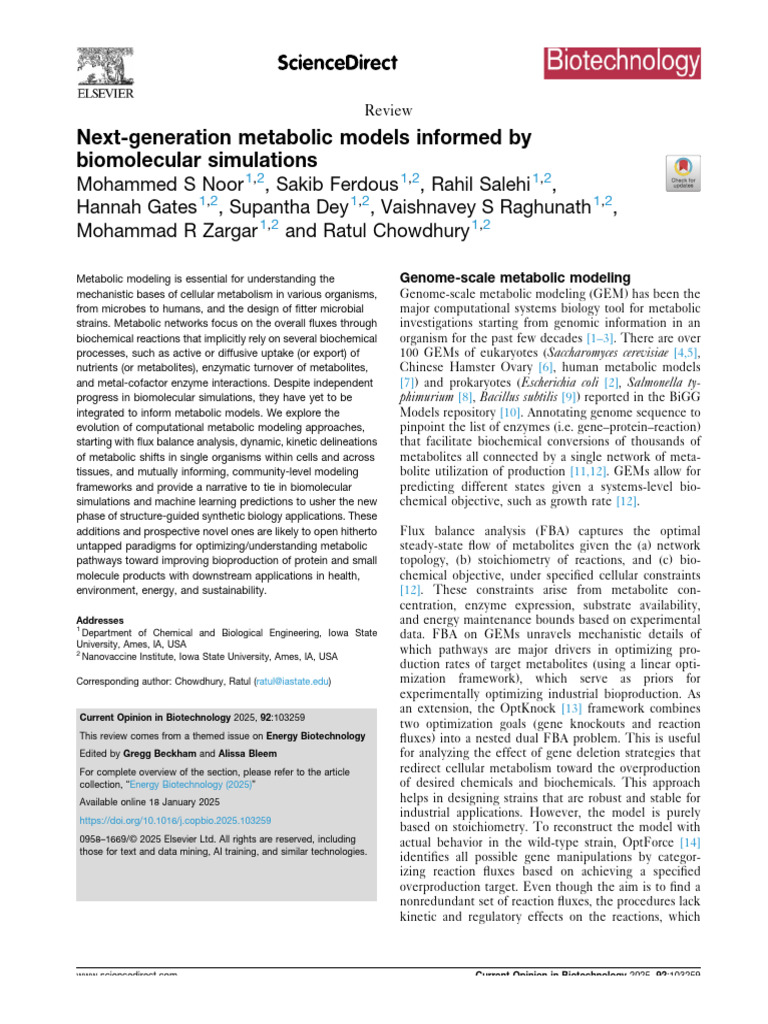 Next-Gen Metabolic Models via Simulations | PDF | Enzyme | Metabolism