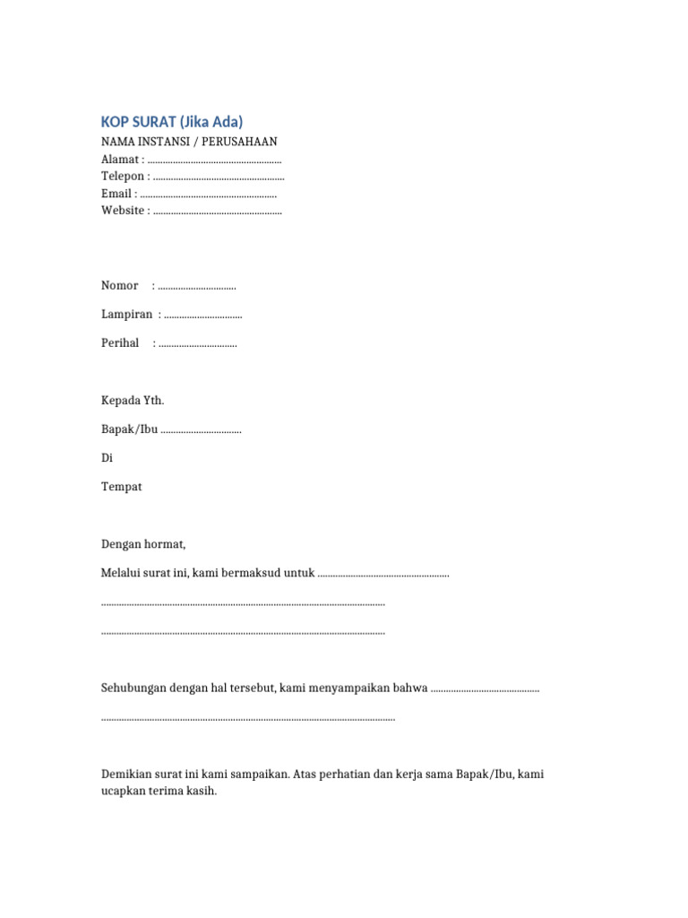 Contoh Format Surat Resmi Instansi | PDF