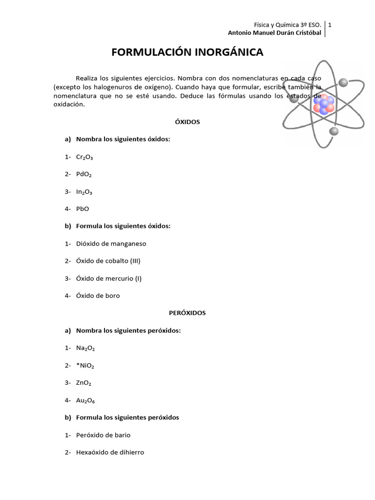 TEMA 4 Combinaciones Entre Átomos y Cambios Químicos (Ejercicios de ...